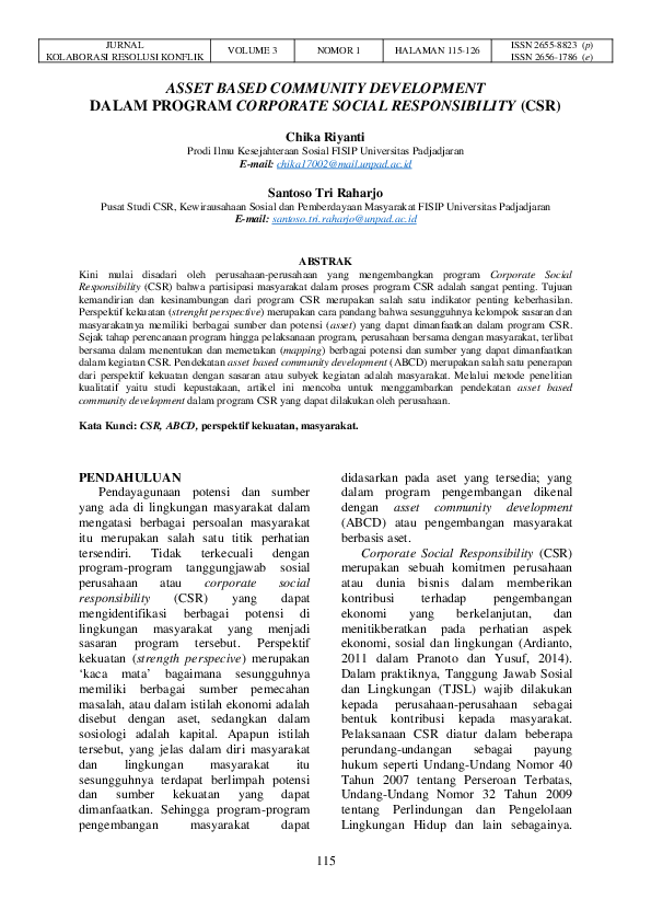 (PDF) Asset Based Community Development Dalam Program Corporate Social ...