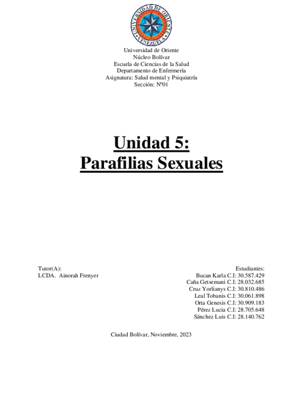 (PDF) Unidad 5: Parafilias Sexuales | annae karoeliys - Academia.edu