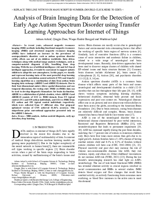 Pdf Detecting Early Autism Via Mri And Transfer Learning In Iot