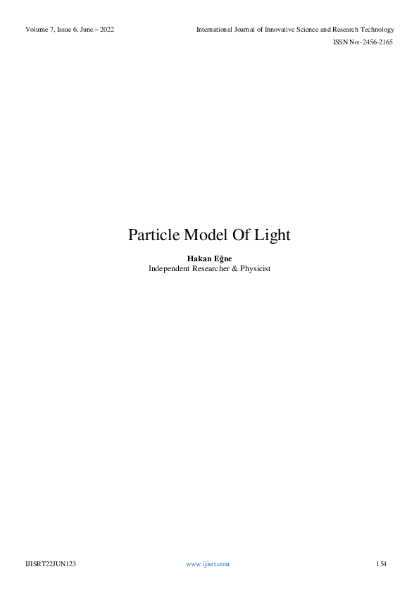 (PDF) Particle Model Of Light | Hakan Egne - Academia.edu