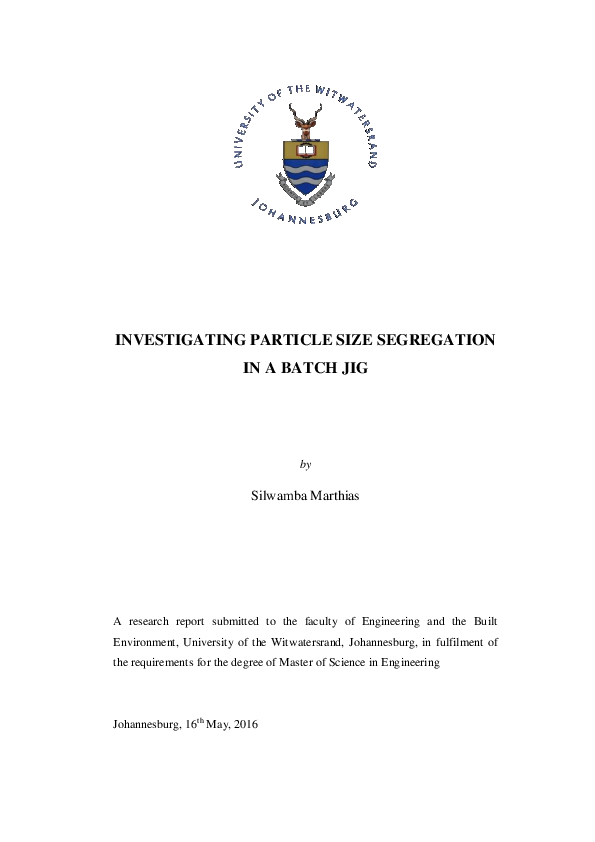 (PDF) Investigating particle size segregation in a batch jig