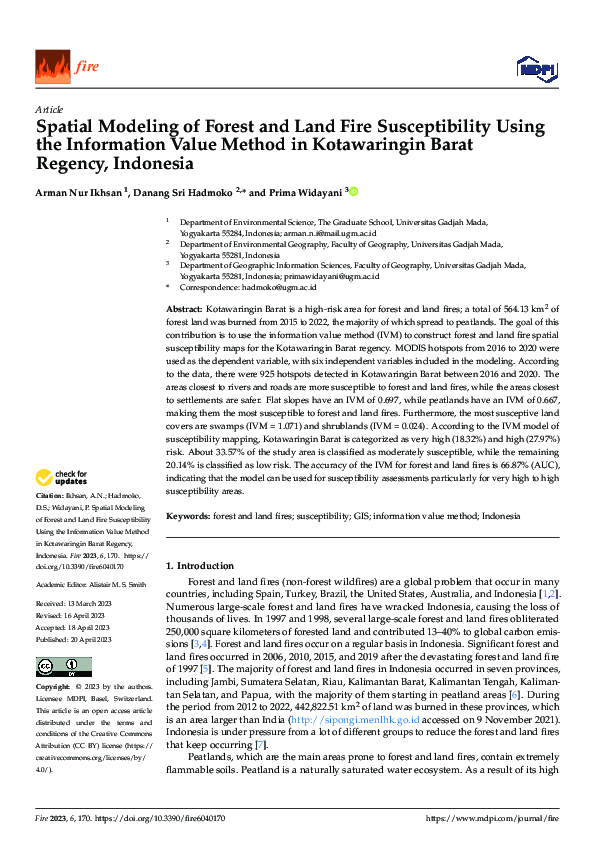 (PDF) Spatial Modeling of Forest and Land Fire Susceptibility Using the Information Value Method ...