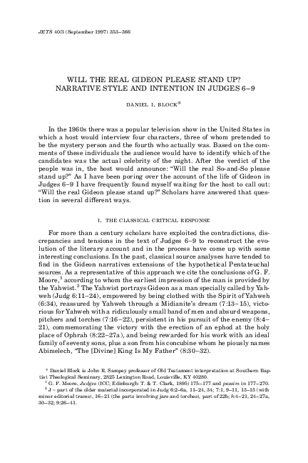 (PDF) Will the Real Gideon Please Stand Up? Narrative Style and ...