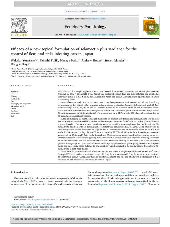 (PDF) Efficacy of a new topical formulation of selamectin plus ...