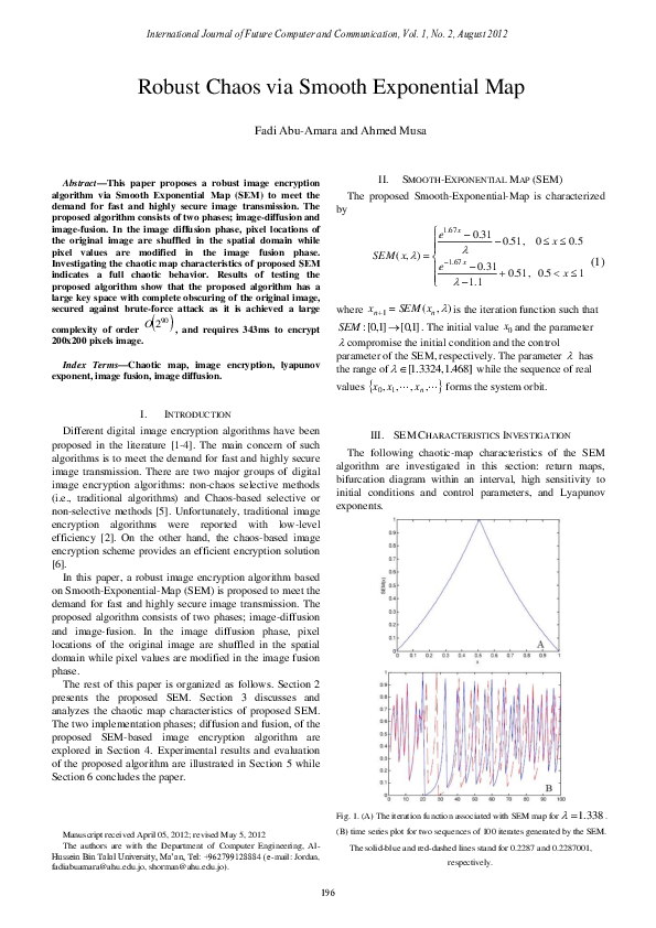 (PDF) Robust Chaos via Smooth Exponential Map