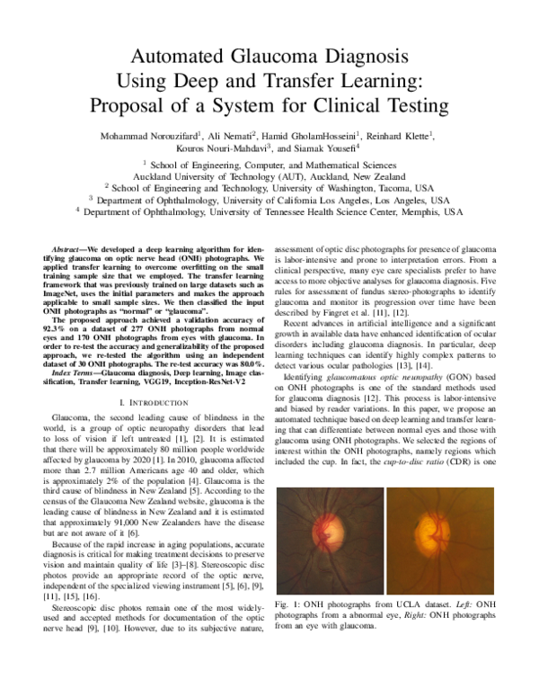 (PDF) Automated Glaucoma Diagnosis Using Deep and Transfer Learning ...