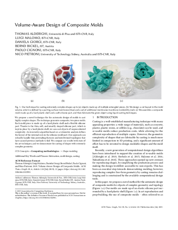 (PDF) Volume-aware design of composite molds