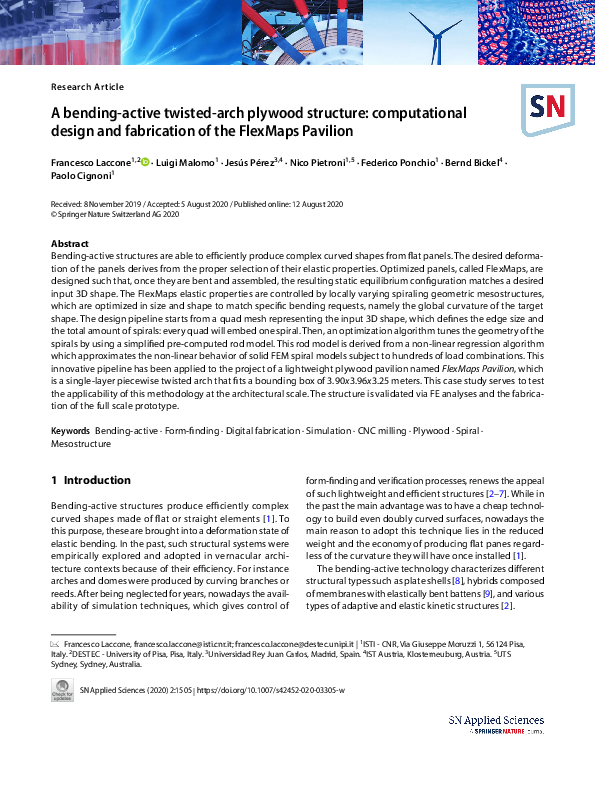 (PDF) A bending-active twisted-arch plywood structure: computational design and fabrication of ...