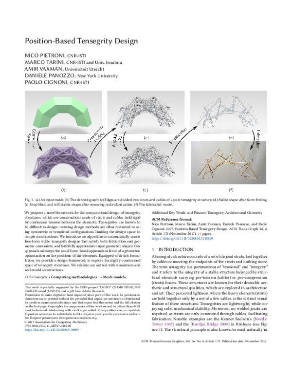 (PDF) Position-based tensegrity design | Nico Pietroni - Academia.edu