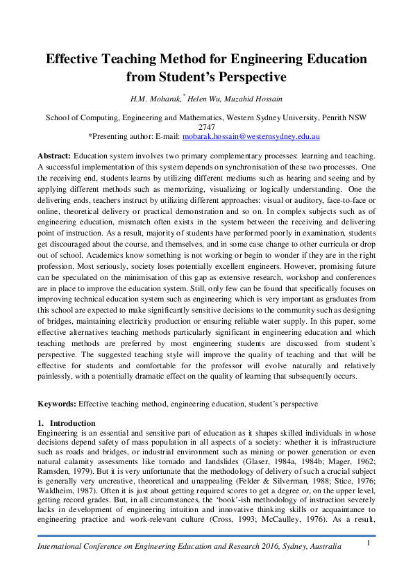 (PDF) Effective Teaching Method for Engineering Education from Student ...