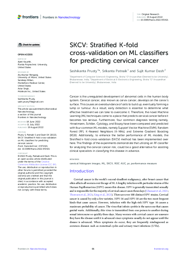 (PDF) SKCV: Stratified K-fold cross-validation on ML classifiers for ...