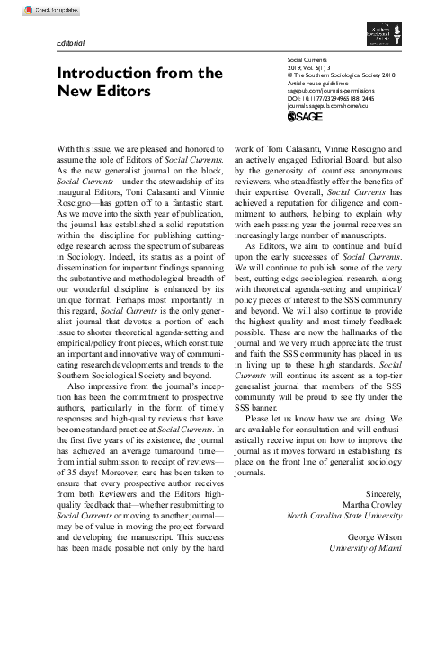 (PDF) Introduction from the new editors