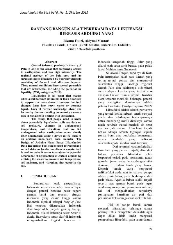(PDF) Rancang Bangun Alat Perekam Data Likuifaksi Berbasis Arduino Nano (PDF) Rancang Bangun Alat Perekam Data Likuifaksi Berbasis Arduino Nano