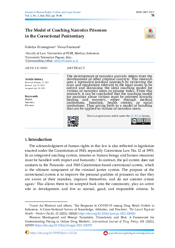 (PDF) The Model of Coaching Narcotics Prisoners in the Correctional Penitentiary