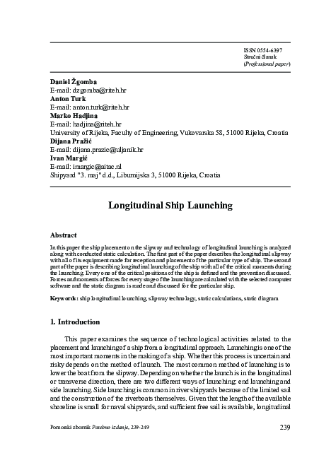 (PDF) Longitudinal Ship Launching