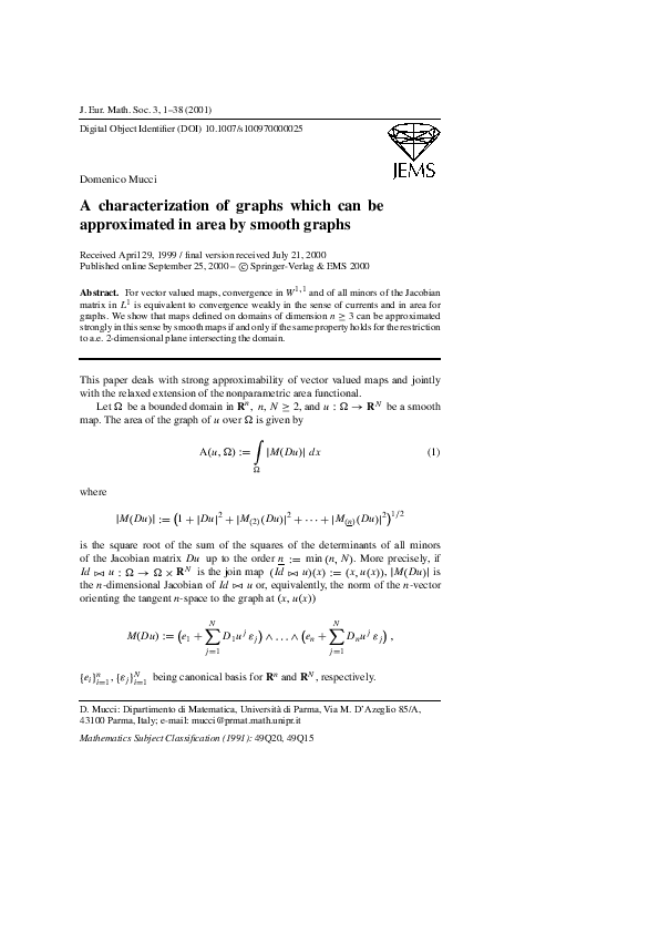 (PDF) A characterization of graphs which can be approximated in area by ...
