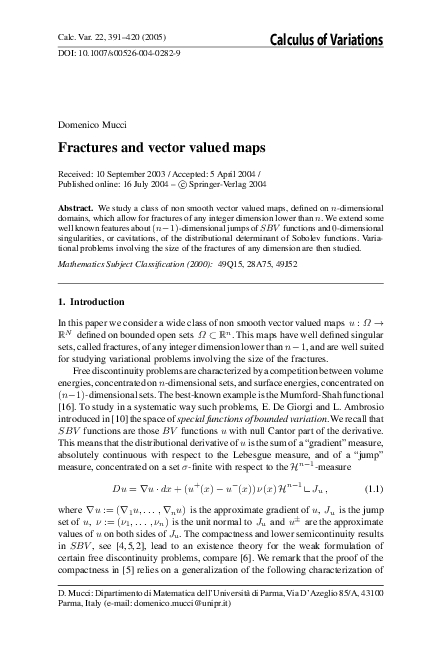 (PDF) Fractures and vector valued maps