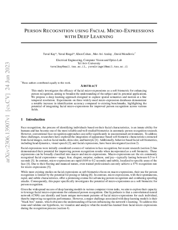 (PDF) Person Recognition using Facial Micro-Expressions with Deep Learning