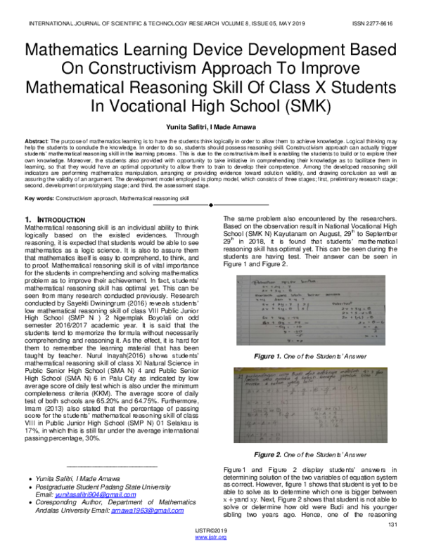(PDF) Mathematics Learning Device Development Based On Constructivism ...