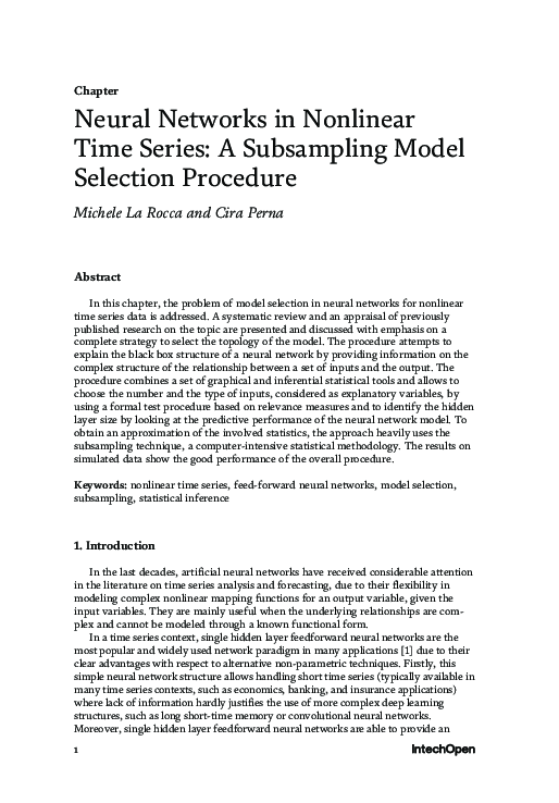 (PDF) Neural networks in nonlinear time series: a subsampling model selection procedure