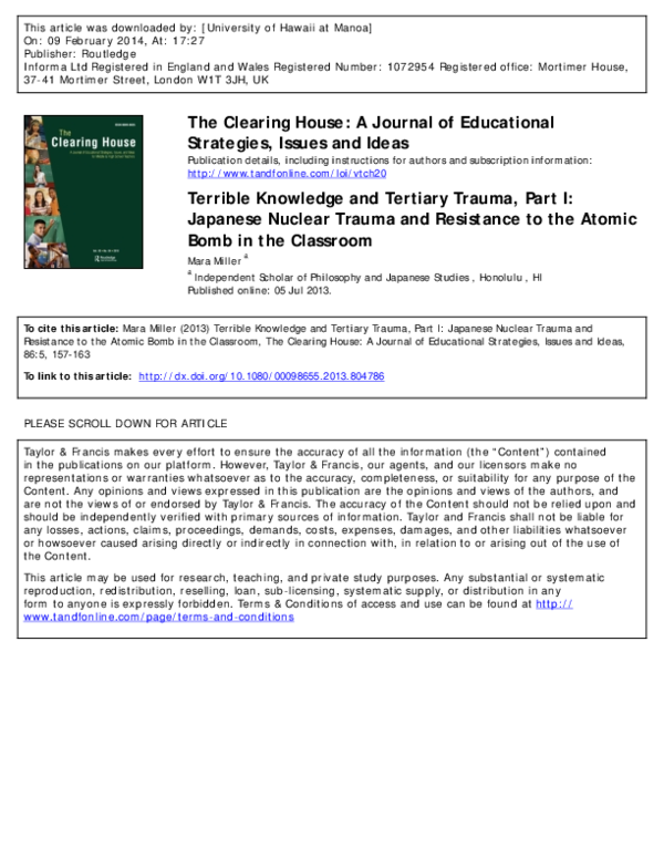 (PDF) Japanese Nuclear Trauma in Education