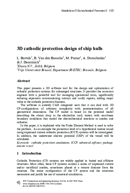 (PDF) 3D cathodic protection design of ship hulls