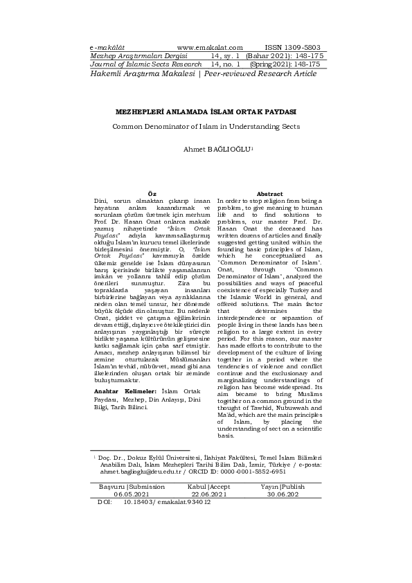 (PDF) Common Denominator of Islam in Understanding Sects