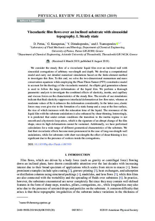 (PDF) Viscoelastic film flows over an inclined substrate with ...