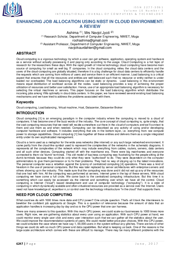 (PDF) Enhancing Job Allocation Using NBST in Cloud Environment: A Review