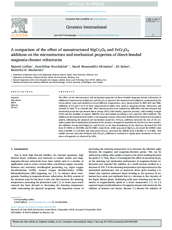 (PDF) A comparison of the effect of nanostructured MgCr2O4 and FeCr2O4 ...