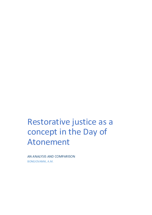 (PDF) Restorative Justice as a concept in the Day of Atonement, Lev. 16.
