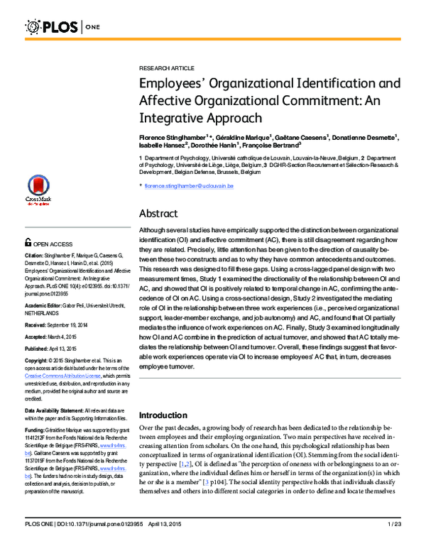 (PDF) Employees’ Organizational Identification and Affective Organizational Commitment: An ...