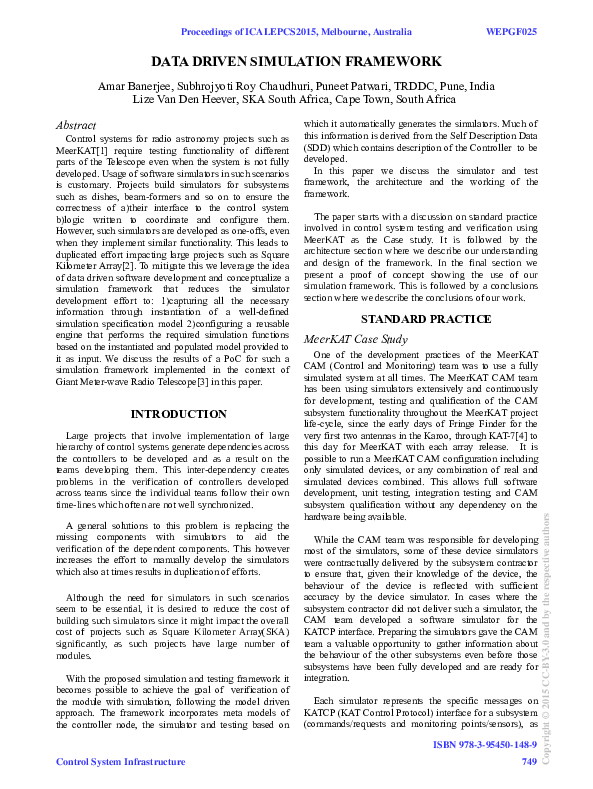 (PDF) Data Driven Simulation Framework