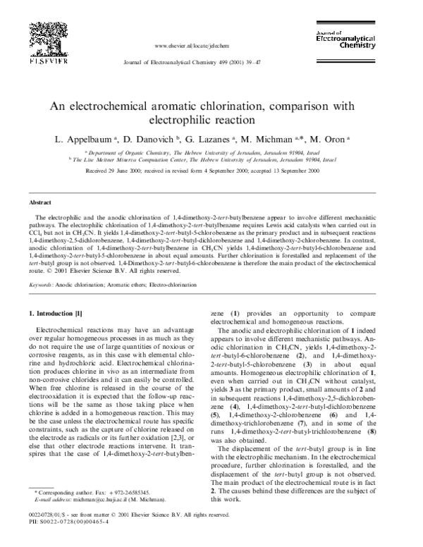 (PDF) An electrochemical aromatic chlorination, comparison with ...