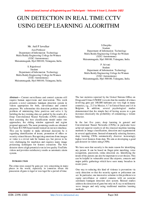 (PDF) Gun Detection in Real Time CCTV Using Deep Learning Algorithm