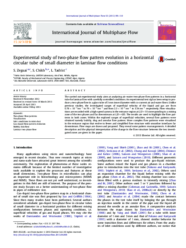 (PDF) Experimental study of two-phase flow pattern evolution in a horizontal circular tube of ...