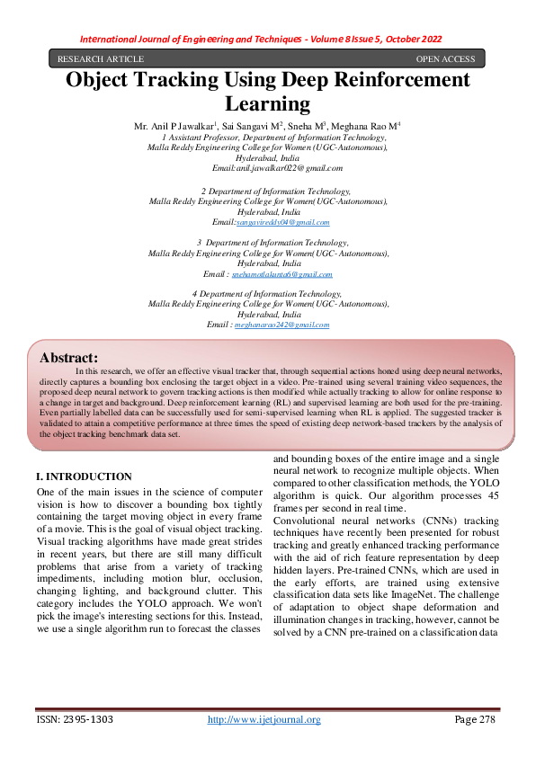 (PDF) Object Tracking Using Deep Reinforcement Learning