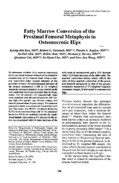 (PDF) Fatty Marrow Conversion of the Proximal Femoral Metaphysis in ...