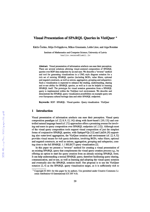 (PDF) Visual Presentation of SPARQL Queries in ViziQuer