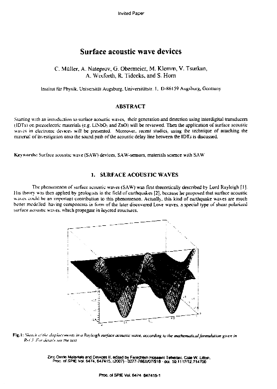 (PDF) Surface acoustic wave devices