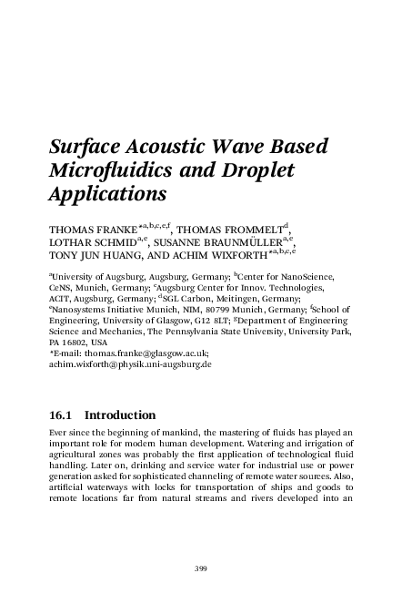 (PDF) Surface Acoustic Wave Based Microfluidics and Droplet Applications