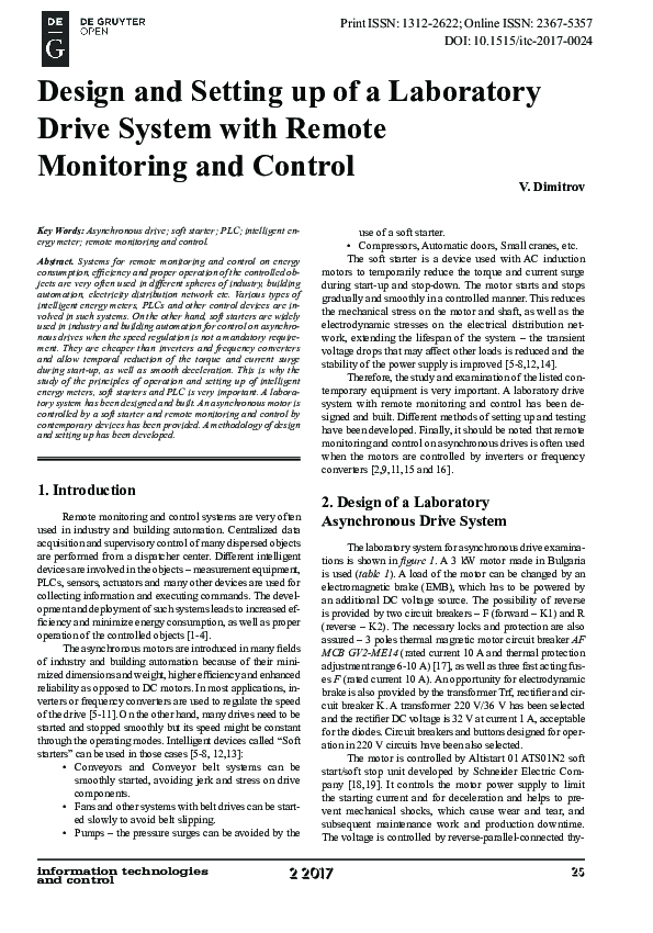 (PDF) Design and Setting up of a Laboratory Drive System with Remote ...
