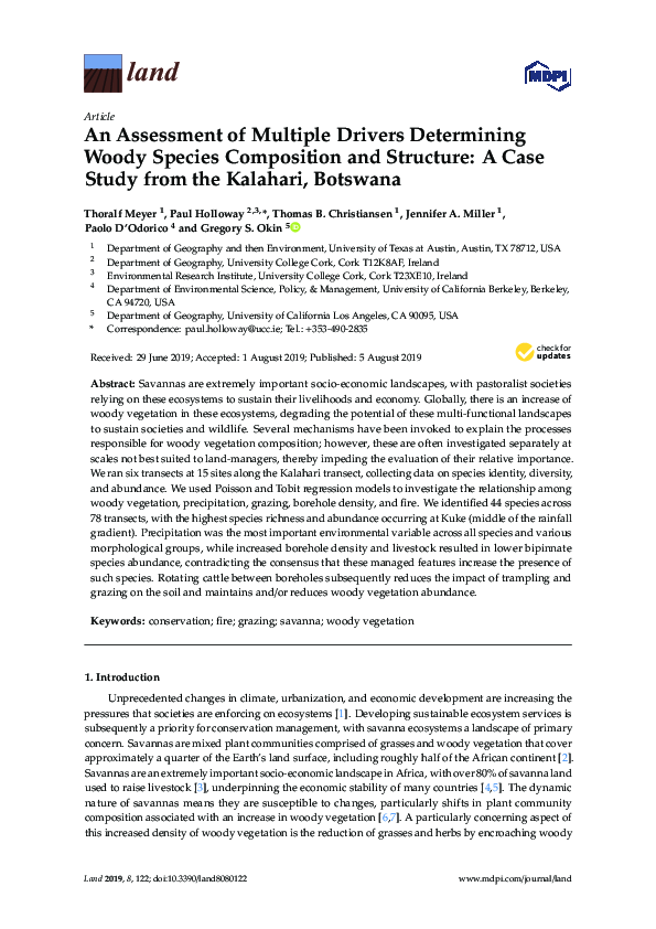 (PDF) An Assessment of Multiple Drivers Determining Woody Species ...