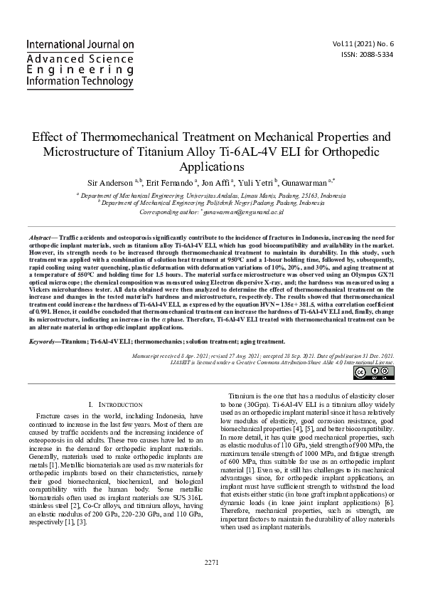 (PDF) Effect of Thermomechanical Treatment on Mechanical Properties and Microstructure of ...