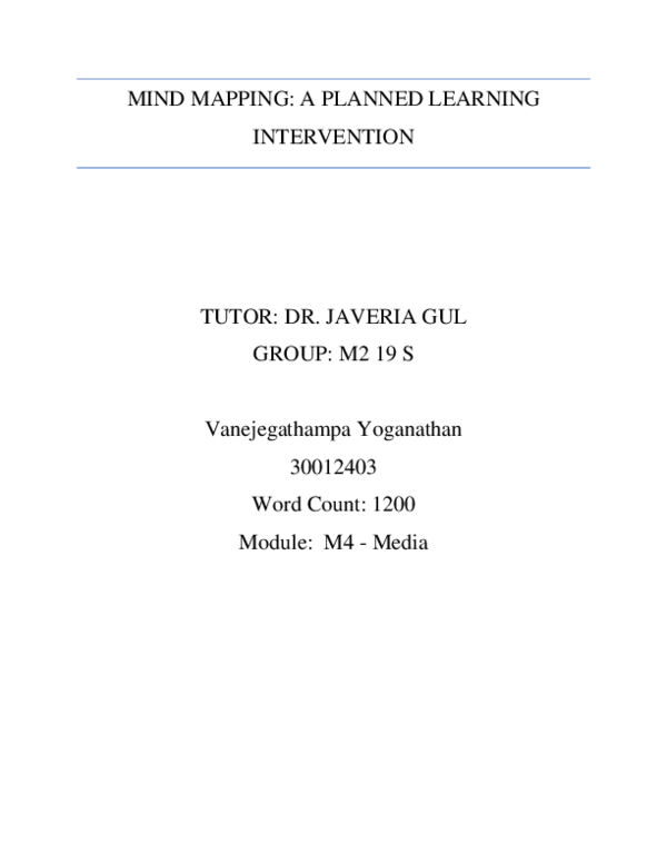 (PDF) Mind MAPPING: A Planned learning INTERVENTION