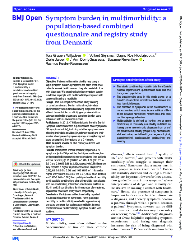 (PDF) Symptom burden in multimorbidity: a population-based combined ...