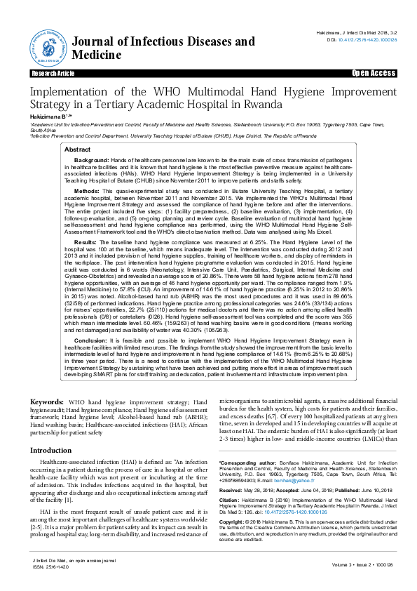 (PDF) Implementation of the WHO Multimodal Hand Hygiene Improvement ...