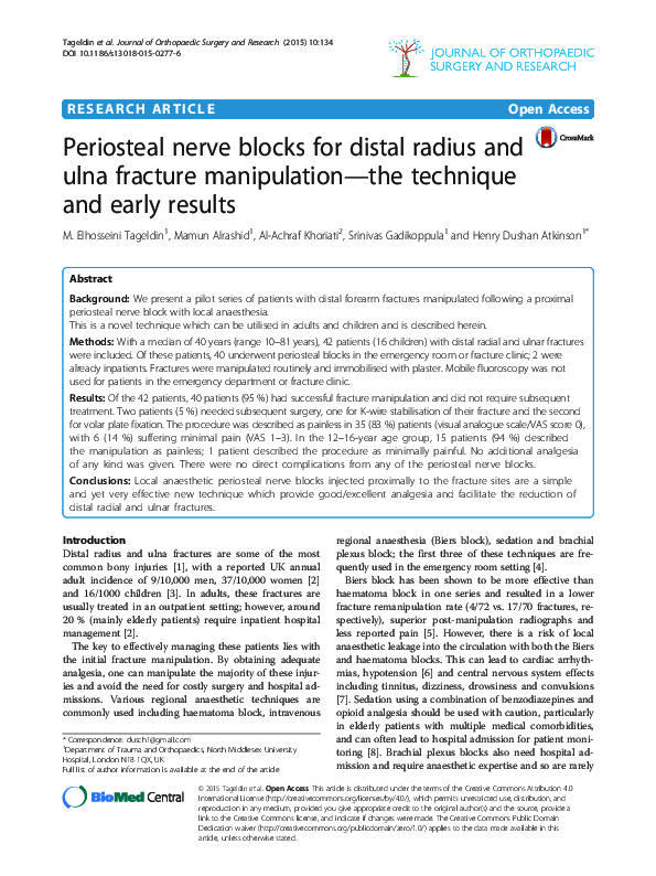 (PDF) Periosteal nerve blocks for distal radius and ulna fracture ...