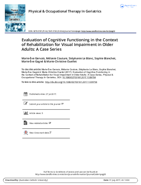 (PDF) Evaluation of Cognitive Functioning in the Context of ...