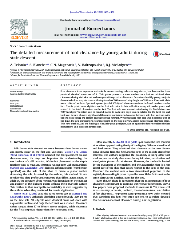 (PDF) The detailed measurement of foot clearance by young adults during ...